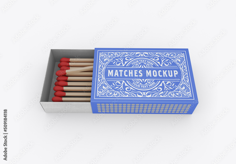 Opened Matches Box Mockup Stock Template | Adobe Stock
