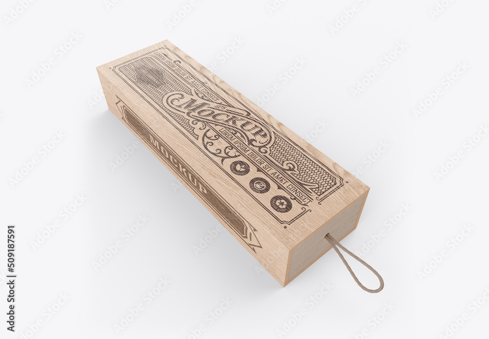 Wooden Box with Rope Mockup Stock Template | Adobe Stock