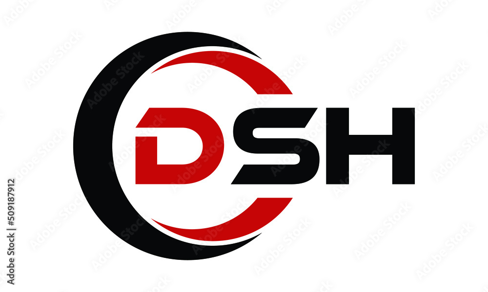 DSH swoosh three letter logo design vector template | monogram logo ...