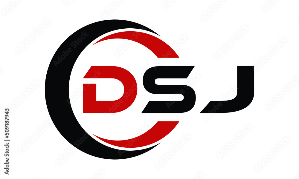DSJ swoosh three letter logo design vector template | monogram logo ...