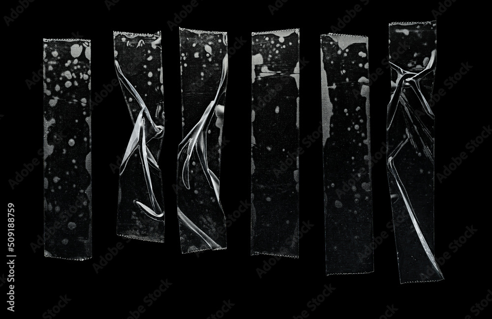 set of transparent adhesive tape or strips with air bubbles isolated on ...