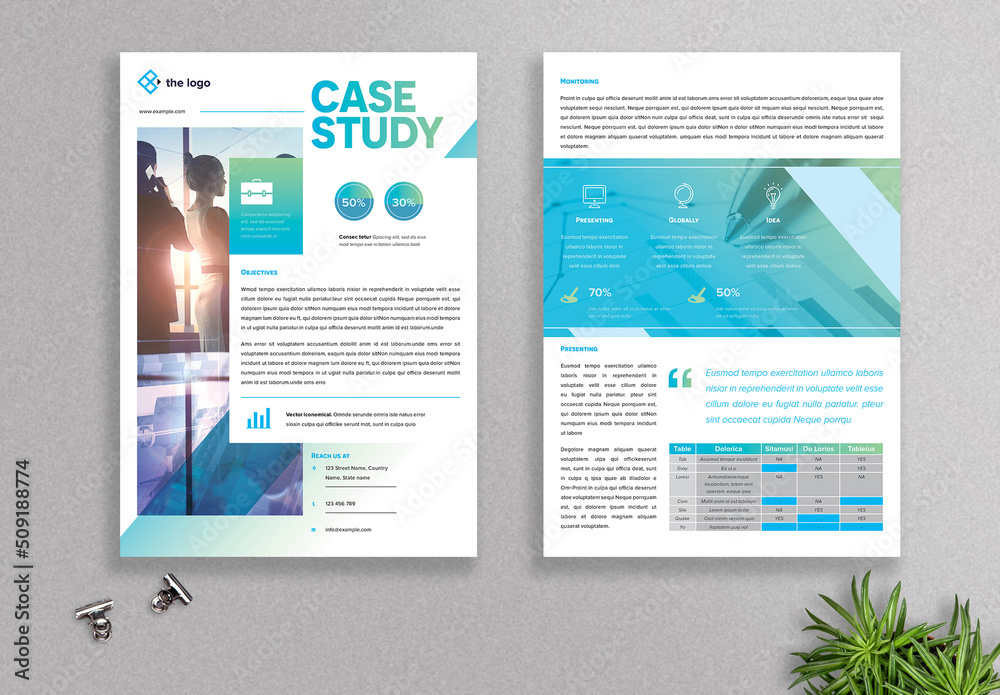 Case Study with Geometric Elements Stock Template | Adobe Stock