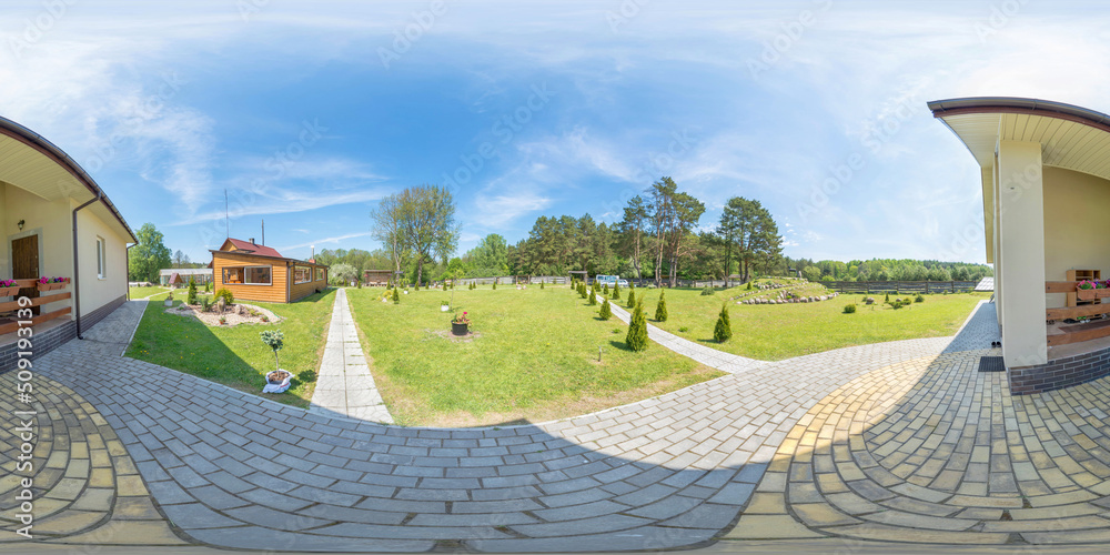 Full seamless 360 degree HDRI spherical panorama. House with a large ...
