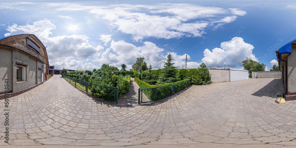 Full seamless 360 degree HDRI spherical panorama. House with a large ...