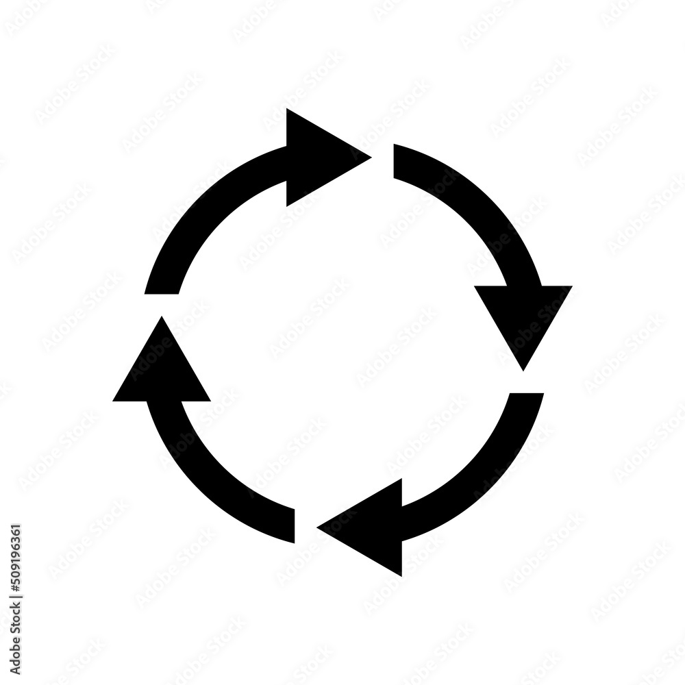Circle arrow. Round arrow icon. Circular loop for reset, spin, repeat and reload. Icon for ...