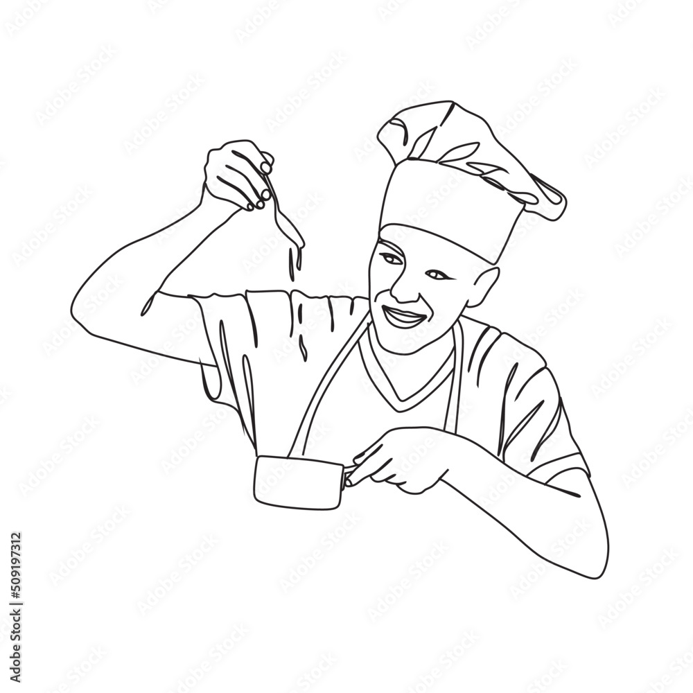 Chef Vector art drawing.Line art.Chef Hat Clipart, Fast Food, Steak ... Chef Vector art drawing.Line art.Chef Hat Clipart, Fast Food, Steak ...