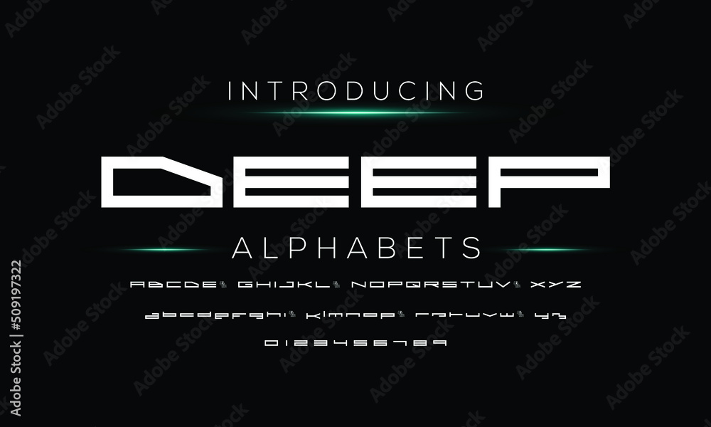 DEEP tech vector font typeface unique font design. Typeface urban style ...