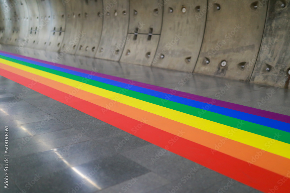 Rainbow walkway welcomes Pride Month festival.Rainbow pride is a symbol ...