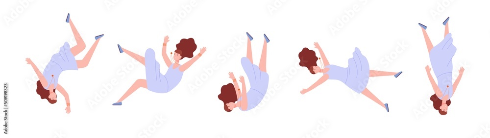 Woman falling in dream. Depression girl fall down nightmare violence ...