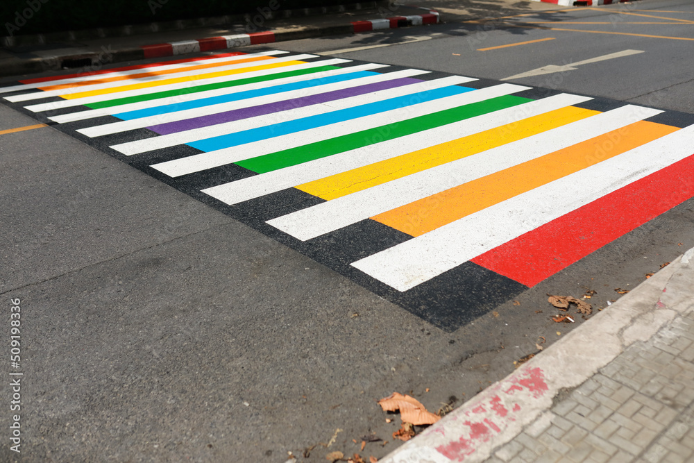 Rainbow walkway welcomes Pride Month festival.Rainbow pride is a symbol ...