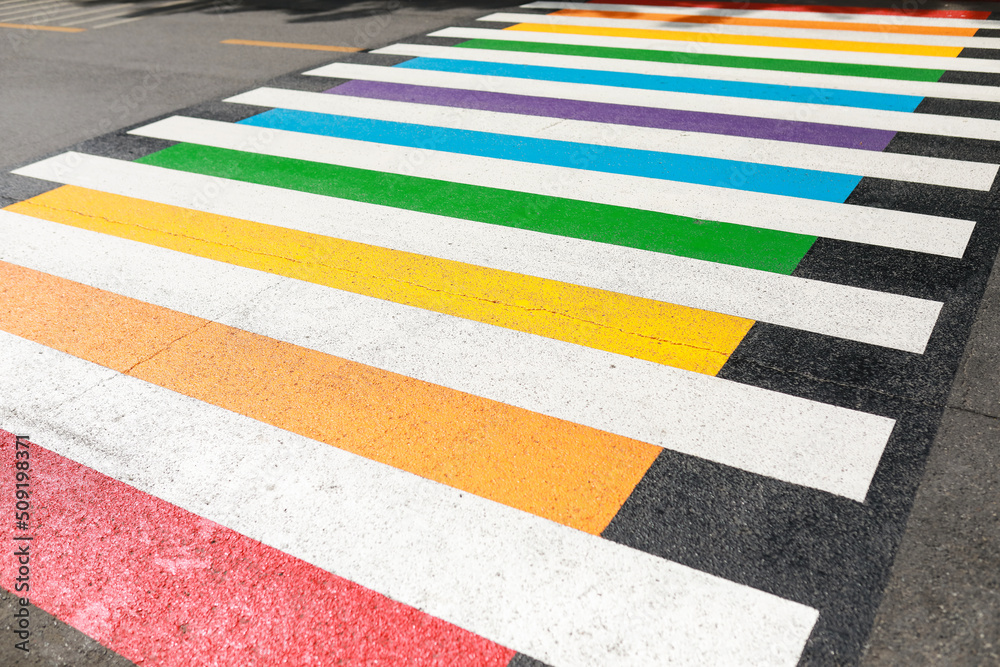 Rainbow walkway welcomes Pride Month festival.Rainbow pride is a symbol ...