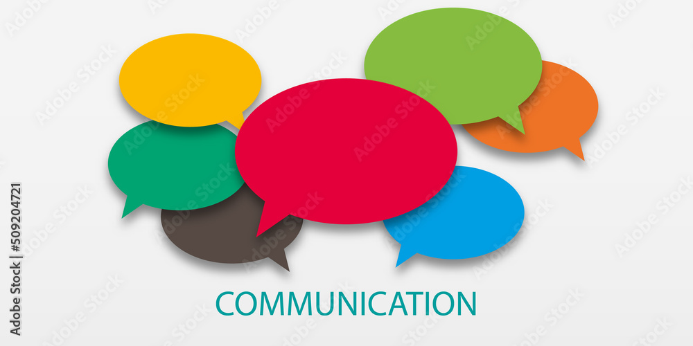 Vector illustration of communication concept. Word communication with ...
