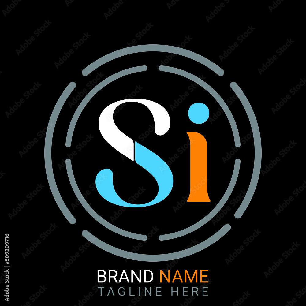 Si Letter Logo design. black background. Stock Vector | Adobe Stock