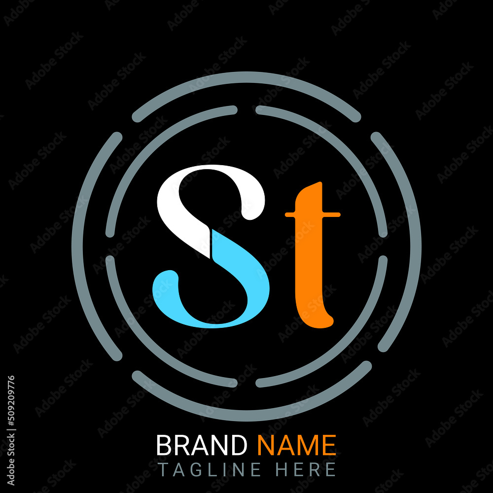 St Letter Logo design. black background. Stock Vector | Adobe Stock