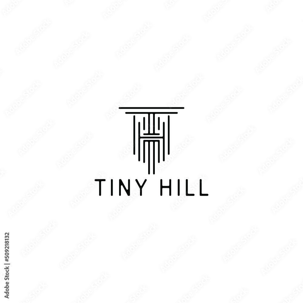 abstract initial letter T and H in black color isolated in white ...