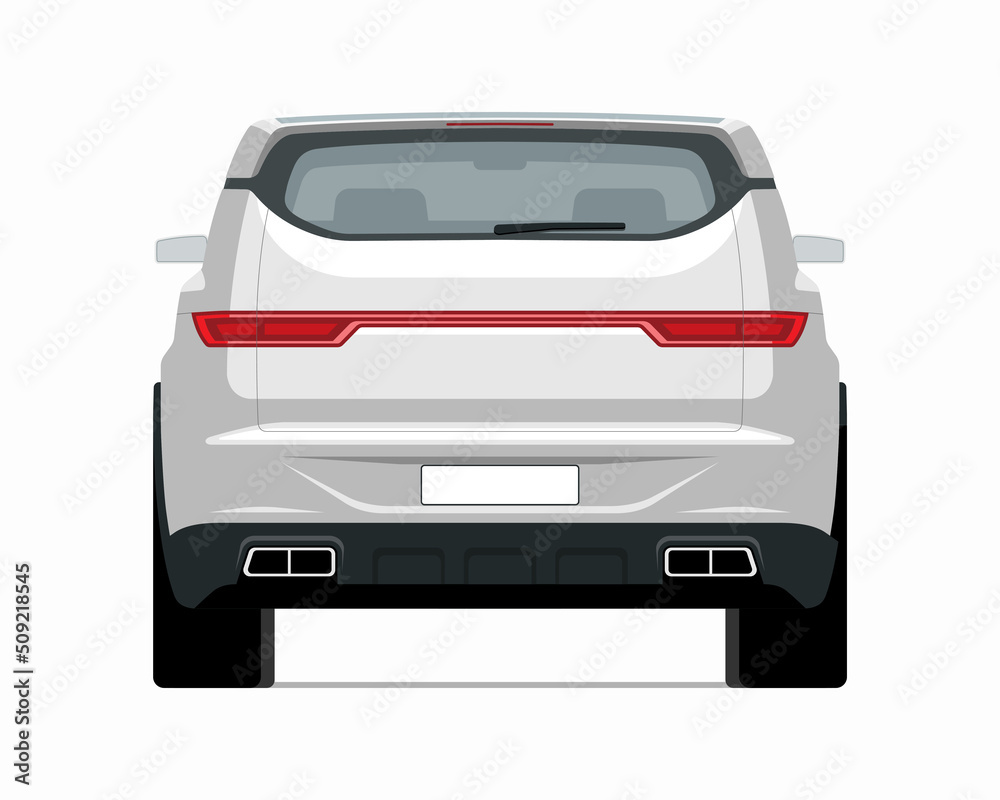 Modern SUV car mockup. Rear view of a crossover vehicle isolated on ...