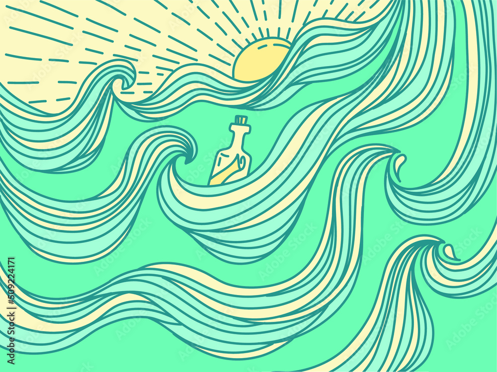 Nature landscape abstract with Sea waves vintage horizone seascape. Sea ...