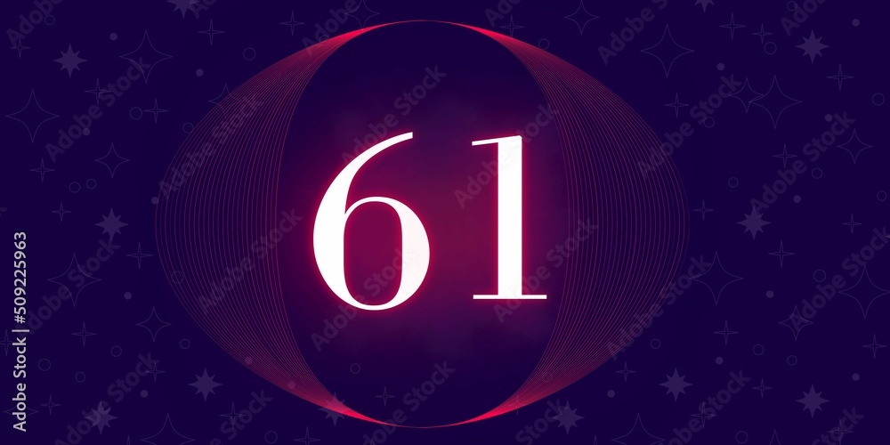 Number 61. Banner with the number sixty one on a blue background and ...