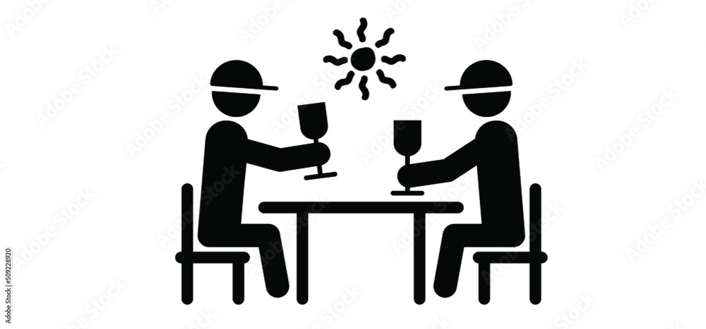 Cartoon stickman, stick figure having a toast. Two humans people are ...