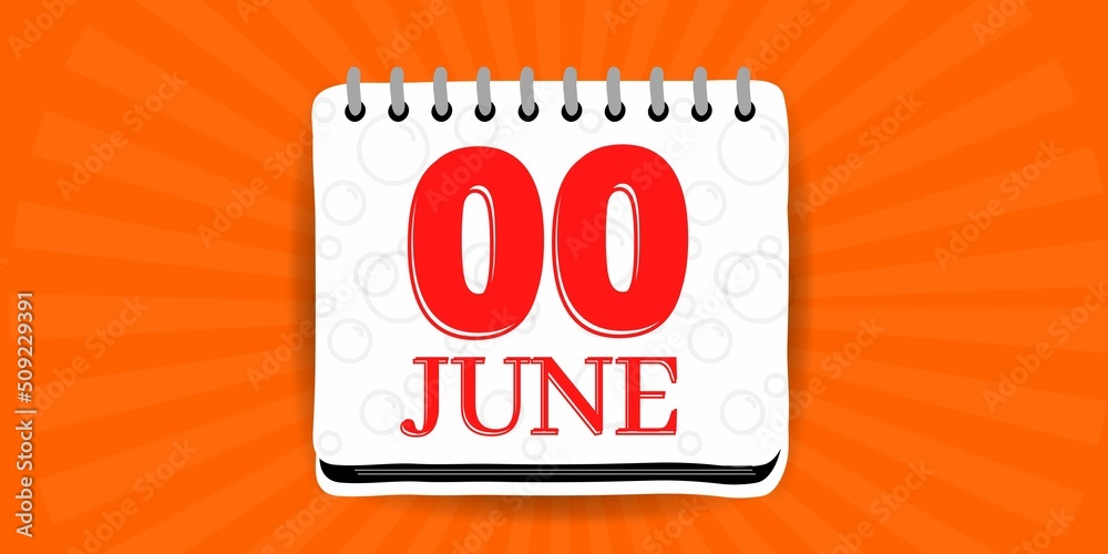 00 may, calendar with the day zero of the month of june in white color ...