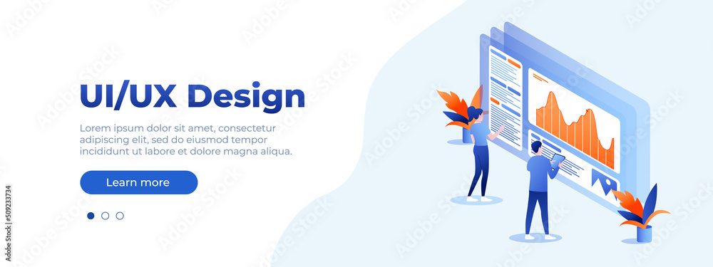 UI/UX design concept. Banner vector isometric illustration, ui concept ...