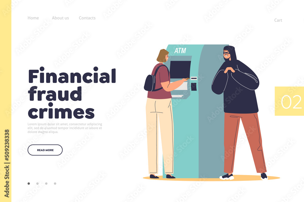 Financial fraud crimes concept of landing page with cyber criminal ...