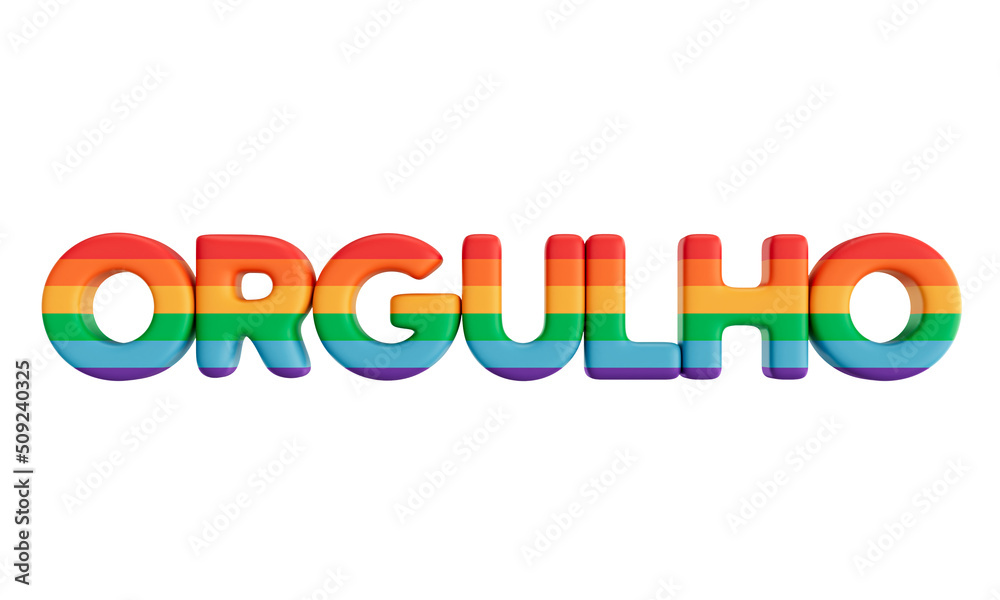 palavra orgulho em português brasileiro nas cores da bandeira do ...
