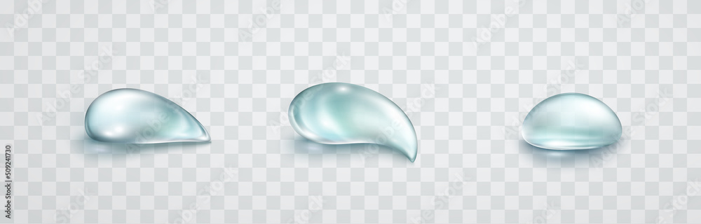 Water rain drop set isolated on transparent background. Gel texture ...