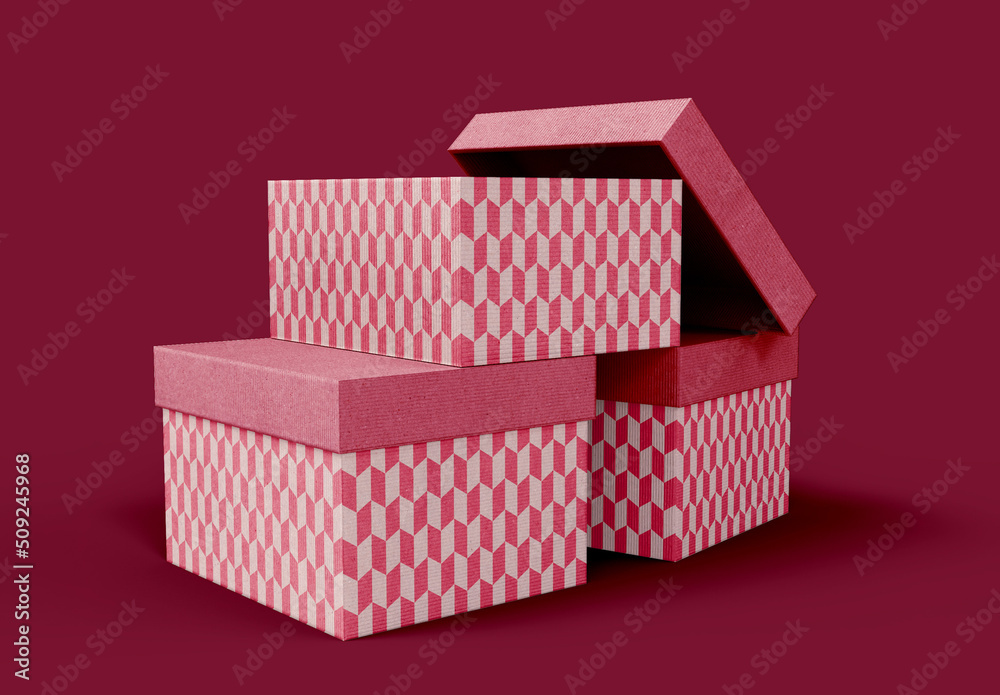 Three Square Boxes Mockup Stock Template | Adobe Stock