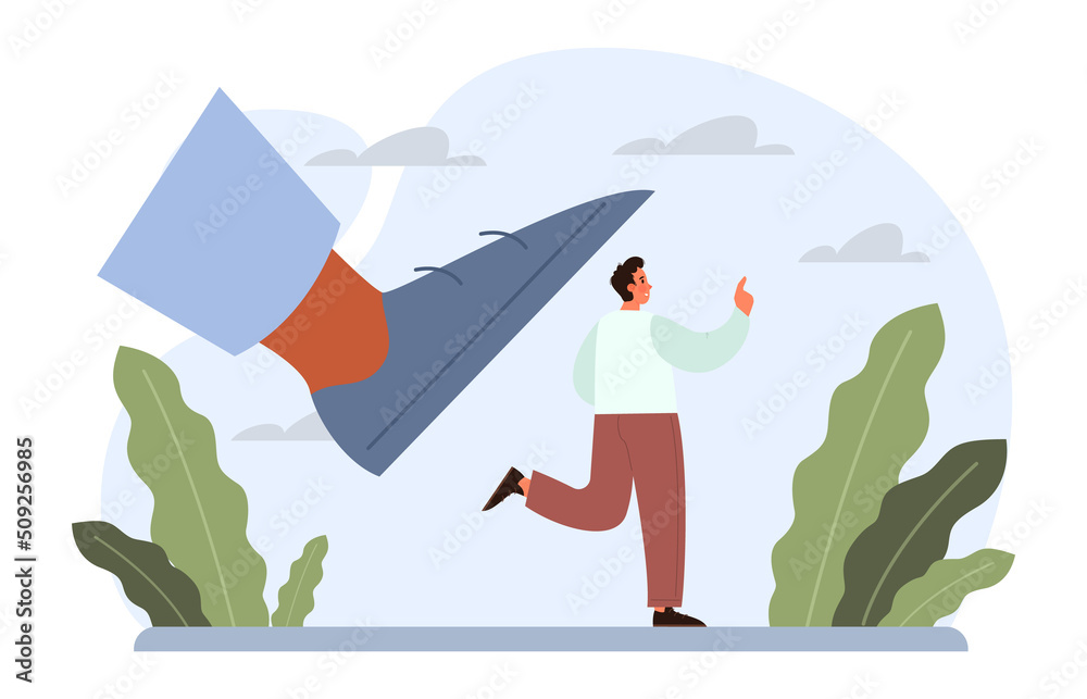 Risk or problem concept. Unhappy character under difficult Stock Vector ...