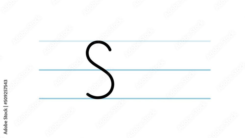 S letter writing cartoon animation. Compatibile part of alphabet serie ...