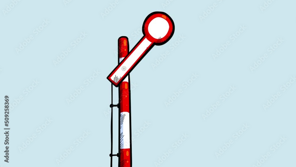 Railway signal semaphore cartoon animation. Alpha channel included ...