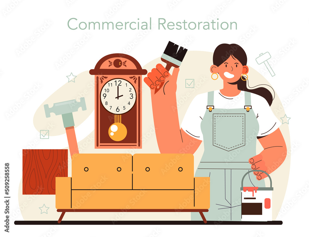 Restorer concept. Artist restores an ancient statue, old painting Stock ...