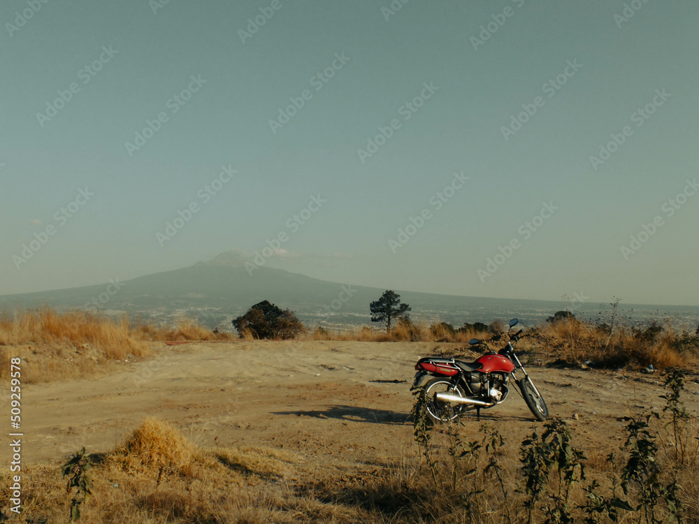 Paisaje con moto Stock Photo | Adobe Stock