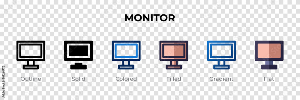 Monitor icon in different style. Monitor vector icons designed in ...