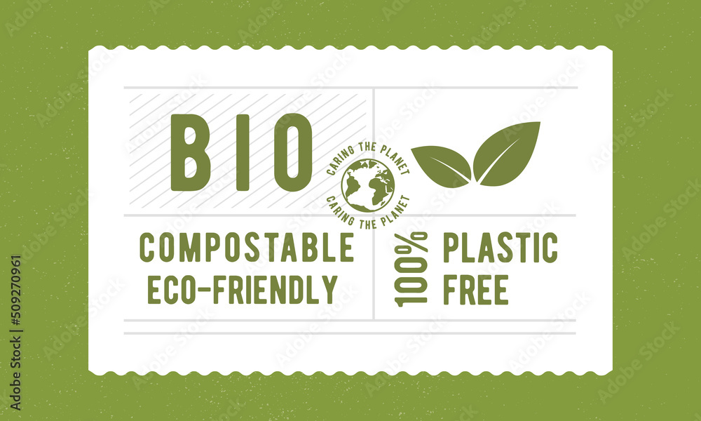 Bio tag. Eco-friendly, plastic free label design. Save the world tag ...