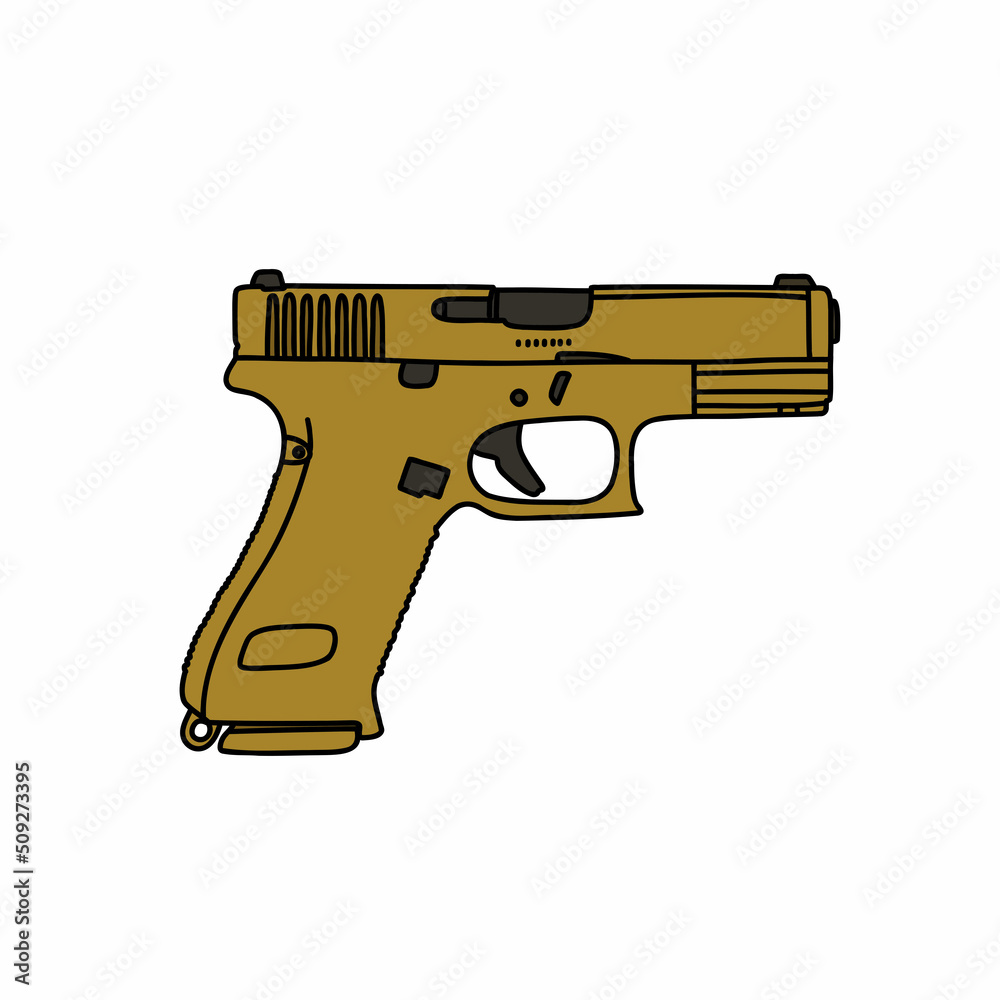 glock g19x doodle icon, vector color line illustration Stock Vector ...