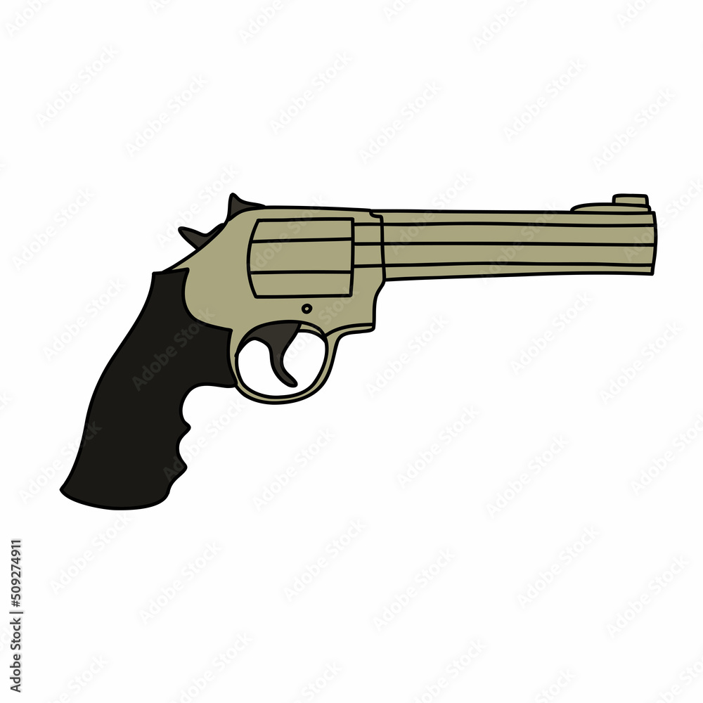 22lr smith and wesson revolver doodle icon, vector color line ...