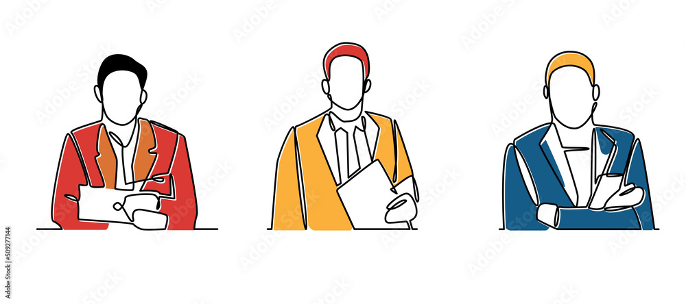 Manager Businessman Concept Continuous Filled Line Business ...