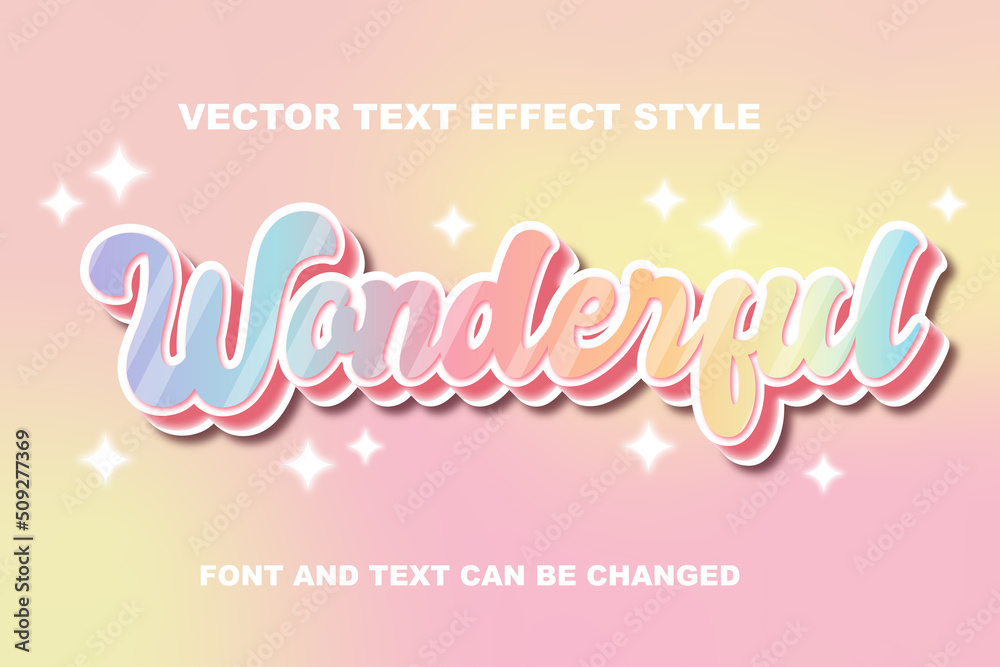 wonderful pink pastel color sparkling 3d editable text effect font ...