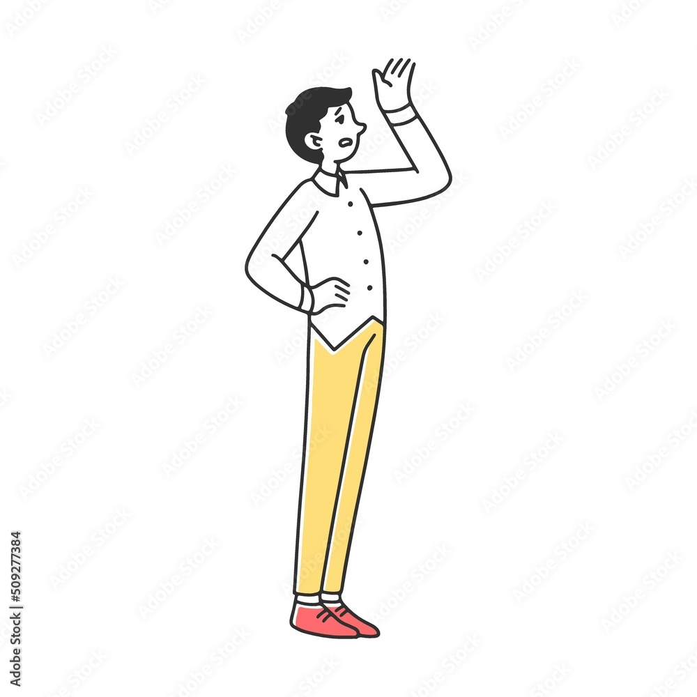 Selfish young man with arrogant and angry behavior flat vector ...