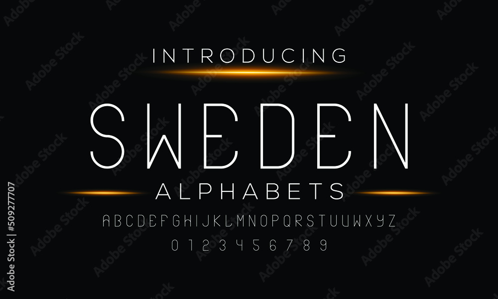 SWEDEN Luxury Minimal Modern Tech Alphabet Letter Fonts. Typography ...