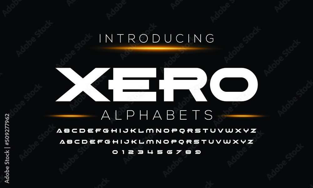 XERO tech vector font typeface unique font design. Typeface urban style ...