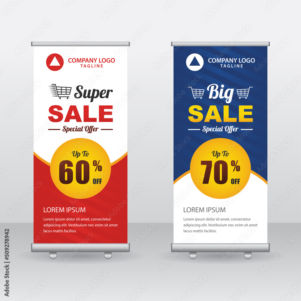 Sale Roll Up Banner Background Vector Template Design Stock Vector ...