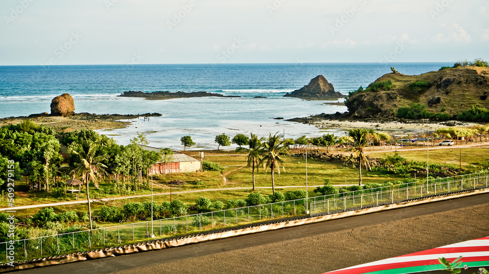 Moto GP race track taken at Mandalika Circuit, Indonesia. Mandalika ...