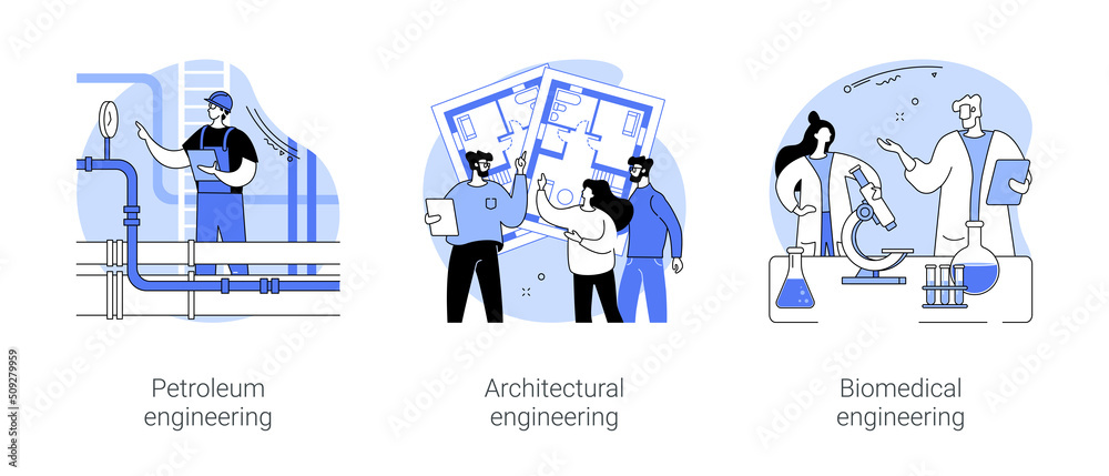 Master of Engineering management isolated cartoon vector illustrations ...