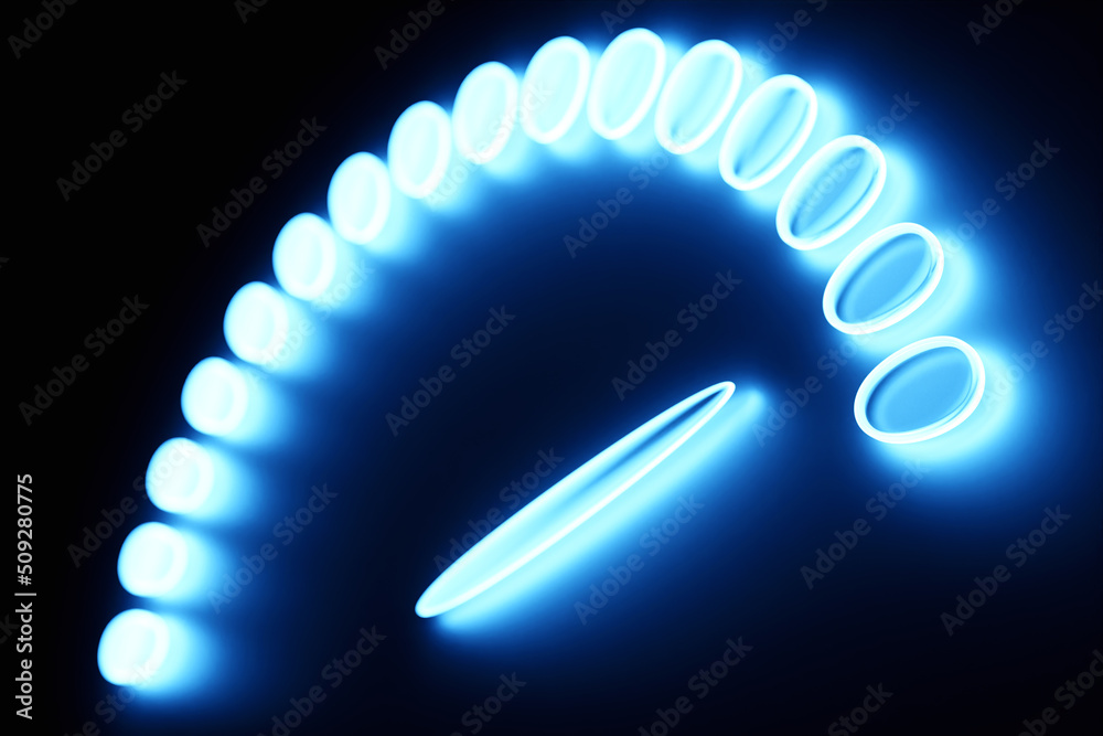 3d illustration round control panel icon. High risk concept on ...