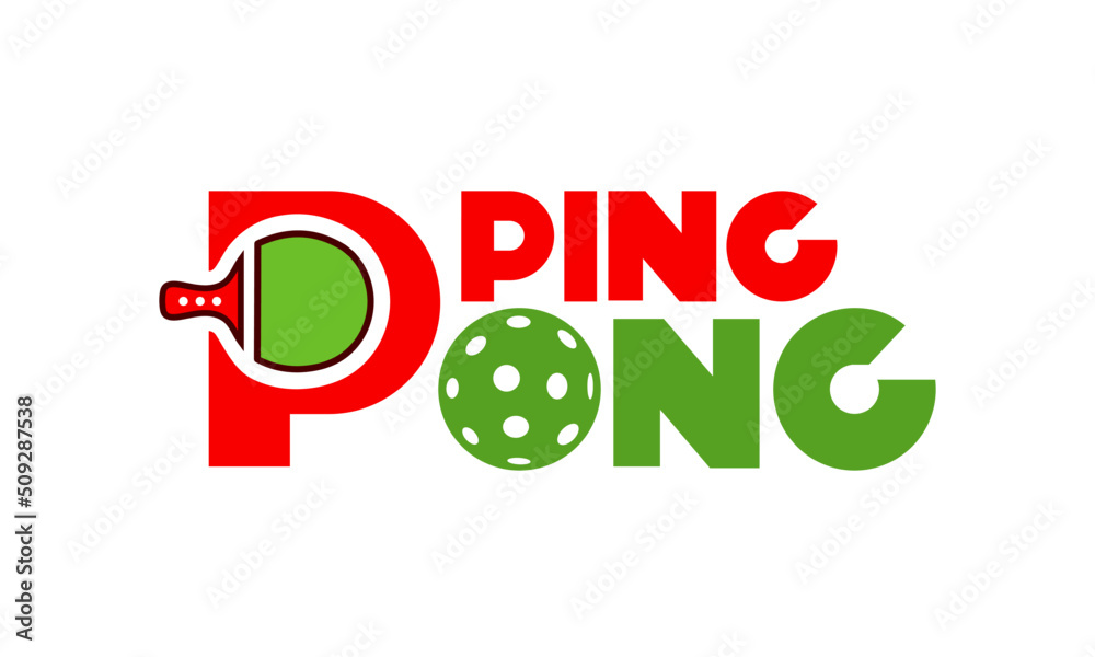 Ping Pong Table Tennis Wordmark Logo design vector icon symbol ...