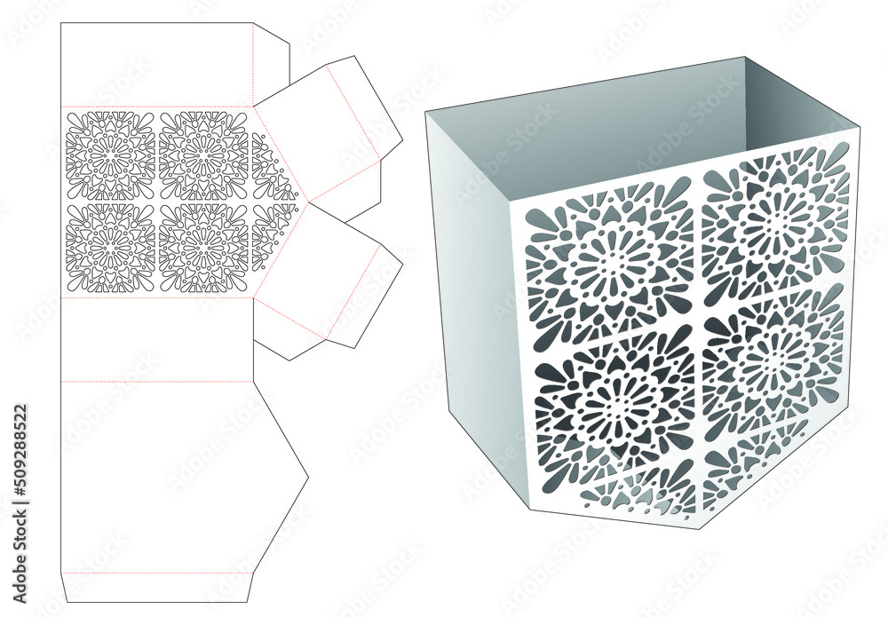 stenciled box die cut and 3D mockup Stock Vector | Adobe Stock