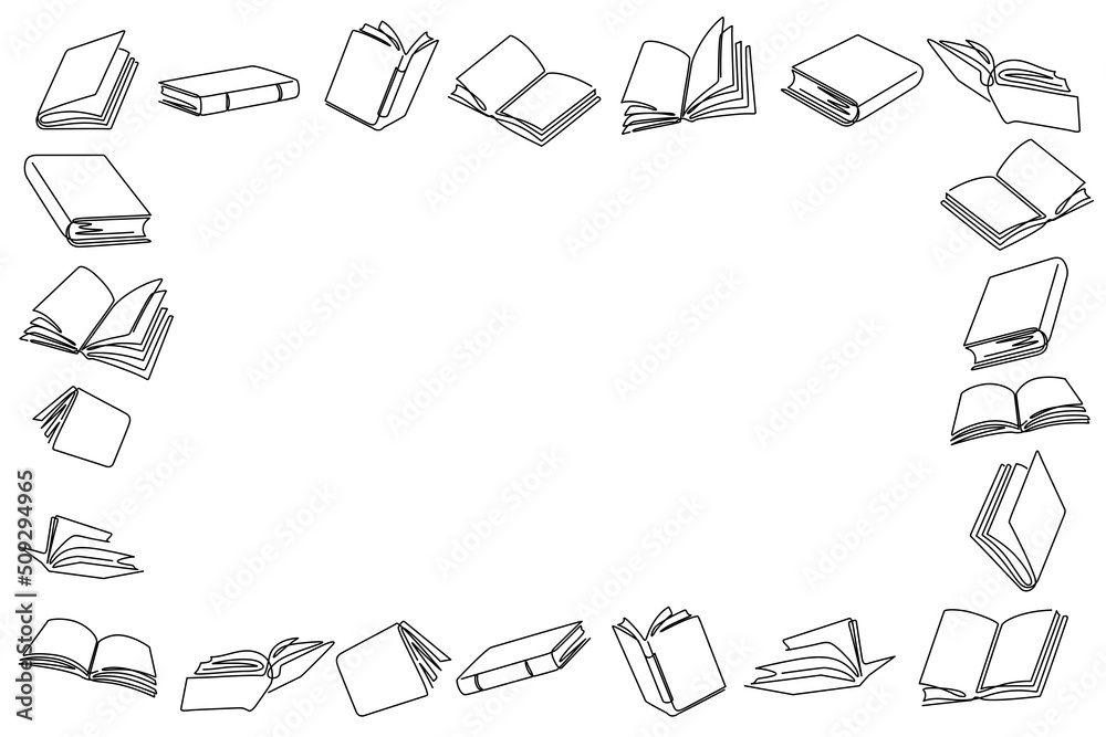 books line art pattern frame vector illustration for decoration ...